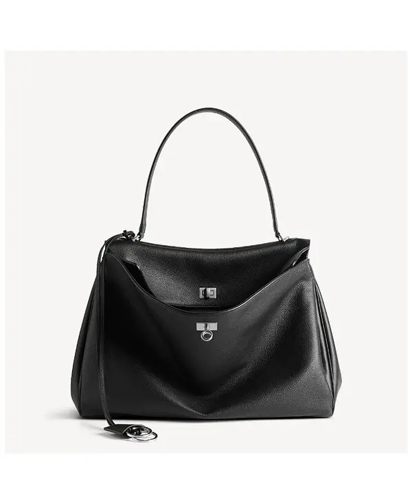 Balenciaga Rodeo Large Grained Calfskin Handbag - Black