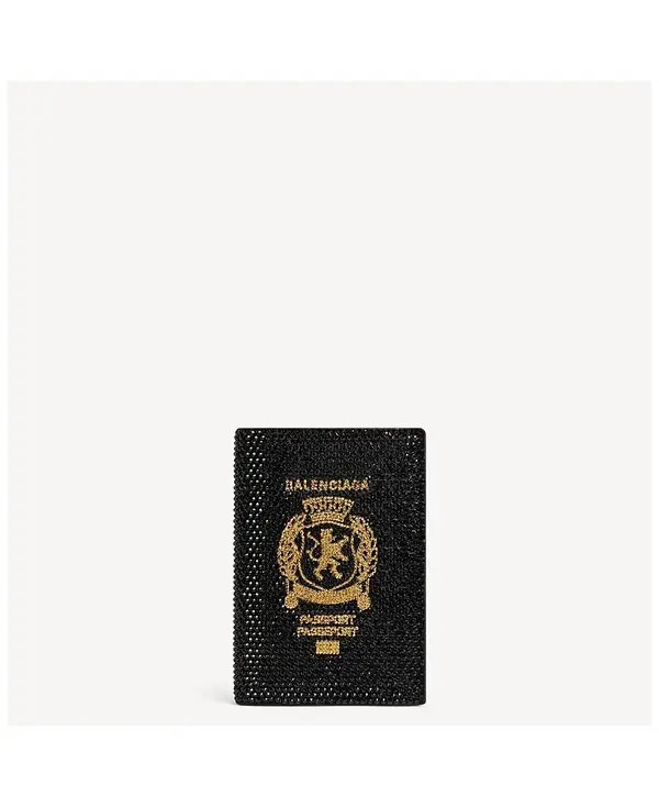 Balenciaga Passport Holder With Rhinestones - Black