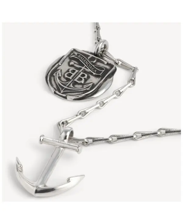 Balenciaga Anchor Crest Charms Necklace