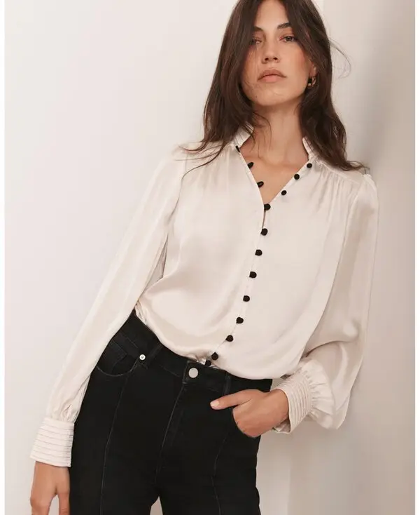 Mint Velvet Contrast Satin Blouse