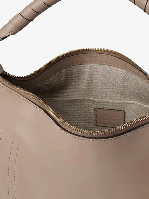 Chloé Marcie Small Leather Shoulder Bag - Beige
