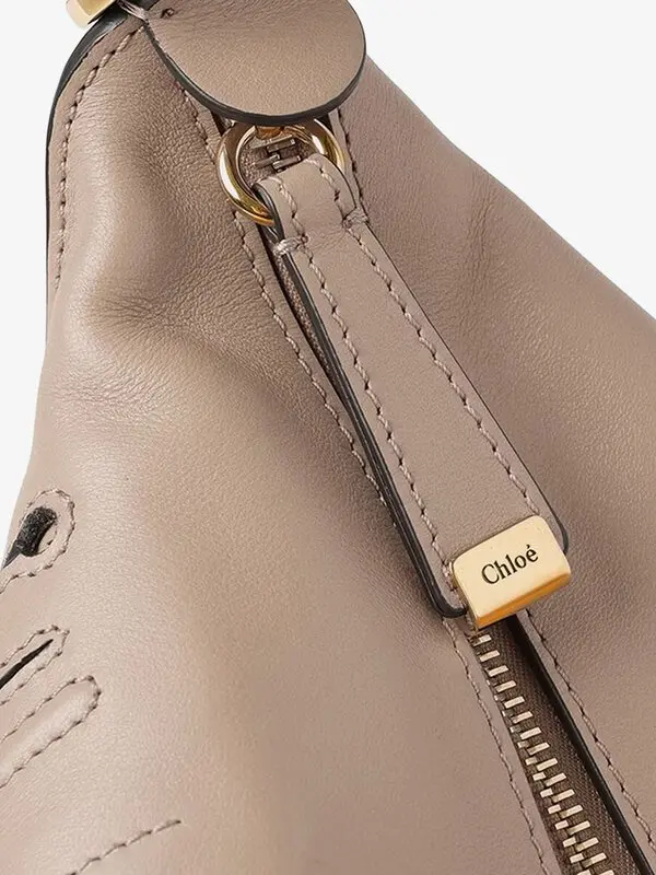 Chloé Marcie Small Leather Shoulder Bag - Beige