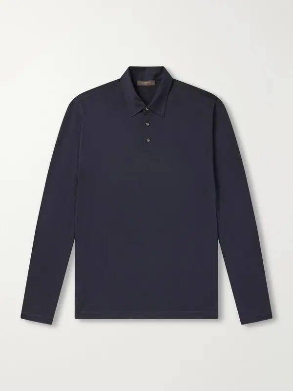 SLOWEAR Zanone Cotton And Silk-blend Jersey Polo Shirt - Blue