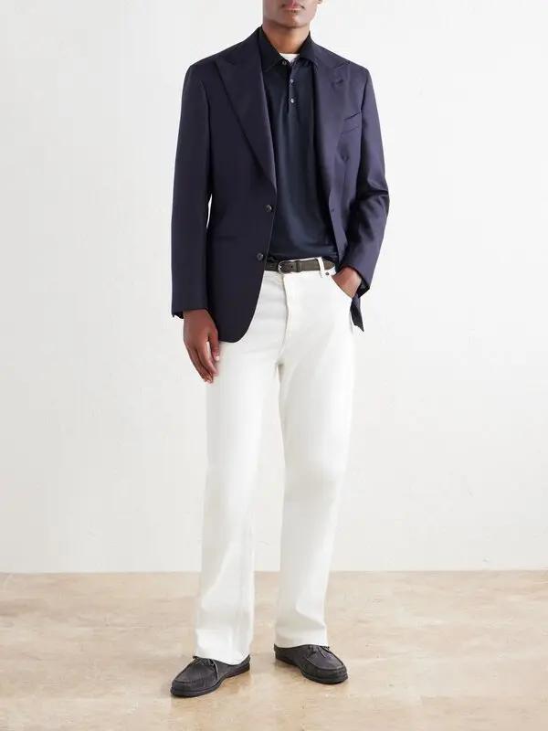 SLOWEAR Zanone Cotton And Silk-blend Jersey Polo Shirt - Blue