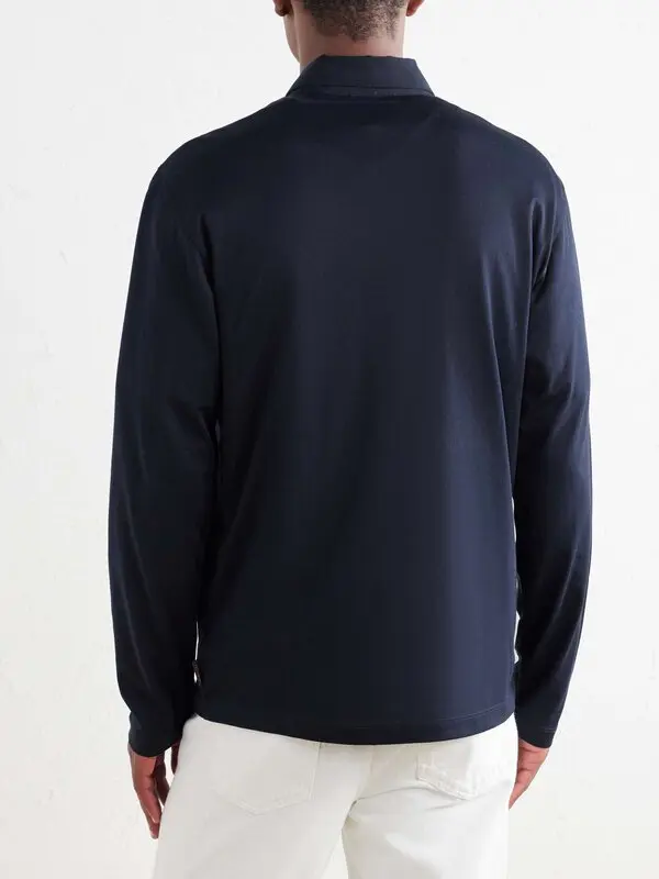 SLOWEAR Zanone Cotton And Silk-blend Jersey Polo Shirt - Navy