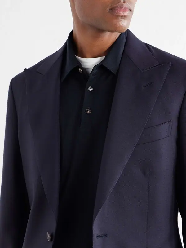 SLOWEAR Zanone Cotton And Silk-blend Jersey Polo Shirt - Navy