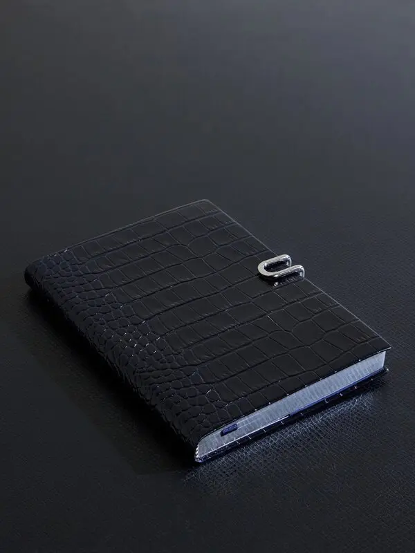 Smythson Soho Croc-effect Leather Notebook