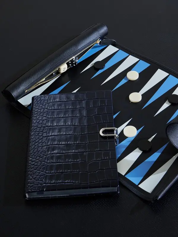 Smythson Soho Croc-effect Leather Notebook