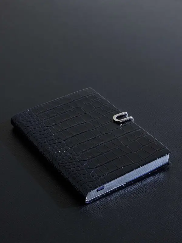 Smythson Soho Croc-effect Leather Notebook