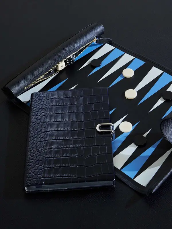 Smythson Soho Croc-effect Leather Notebook