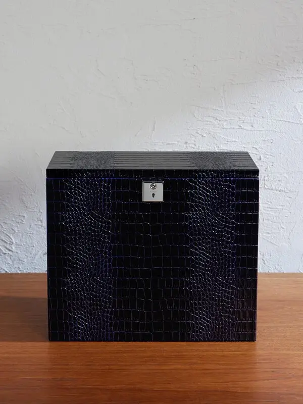 Smythson Silver-plated And Croc-effect Leather Cocktail Set