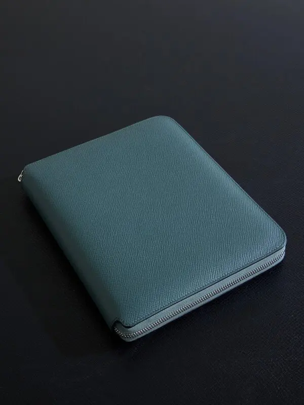 Smythson A5 Cross-grain Leather Zip Wallet