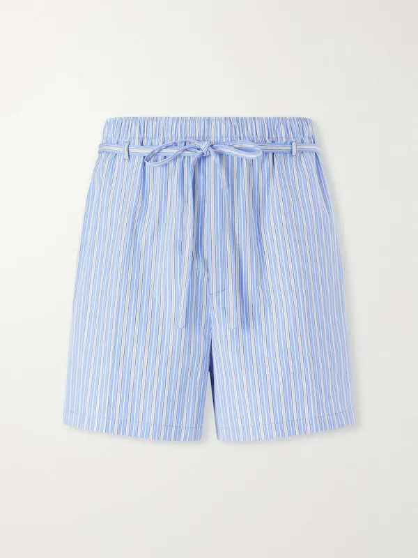Saint Laurent Straight-leg Striped Cotton-poplin Drawstring Shorts