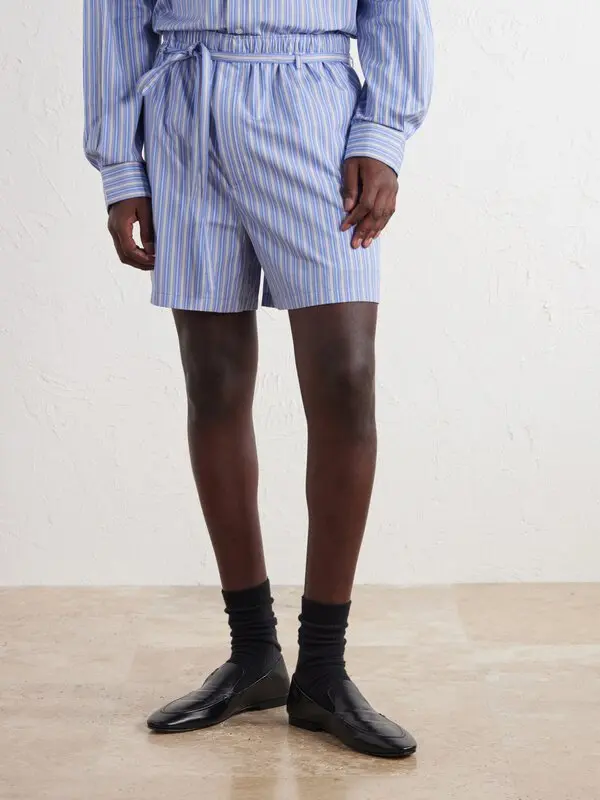 Saint Laurent Striped Cotton-poplin Drawstring Shorts