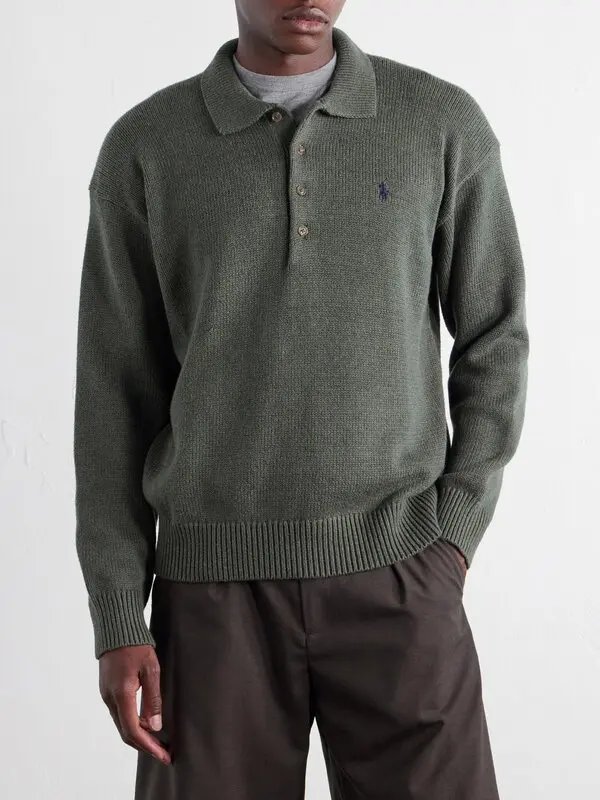 Polo Ralph Lauren Logo-embroidered Knitted Cotton Polo Shirt