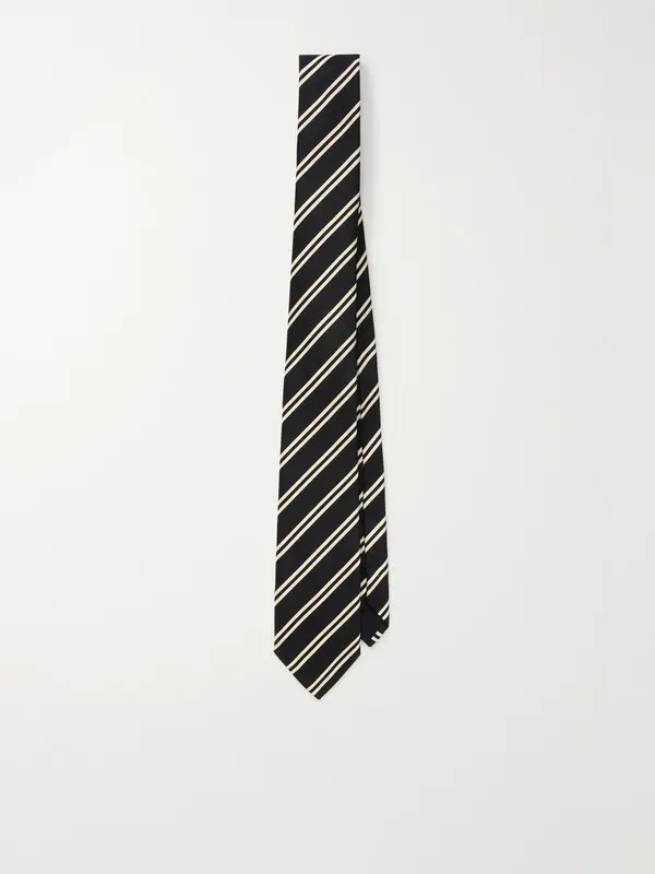 Saint Laurent 7cm Striped Silk-twill Tie - Black