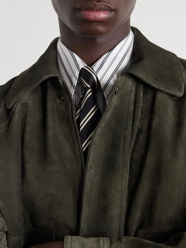Saint Laurent 7cm Striped Silk-twill Tie - Black