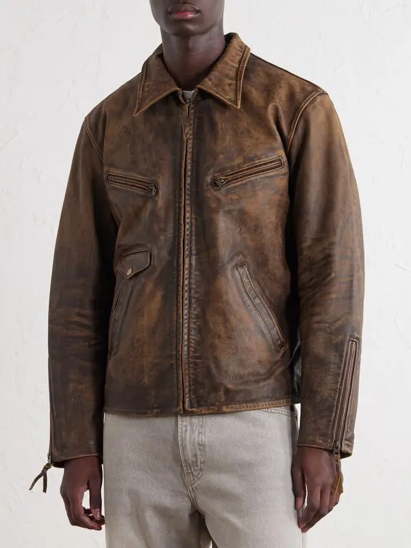 Ralph Lauren Distressed Leather Jacket