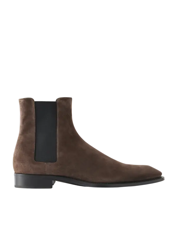 Saint Laurent Aurelien Suede Chelsea Boots - Brown