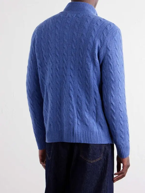 Polo Ralph Lauren Logo-embroidered Wool And Cashmere-blend Half-zip Sweater