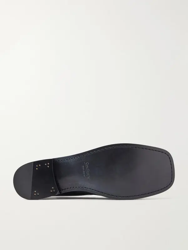 Saint Laurent Theobald Cassandre-embellished Leather Loafers
