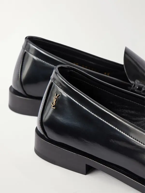 Saint Laurent Theobald Cassandre-embellished Leather Loafers