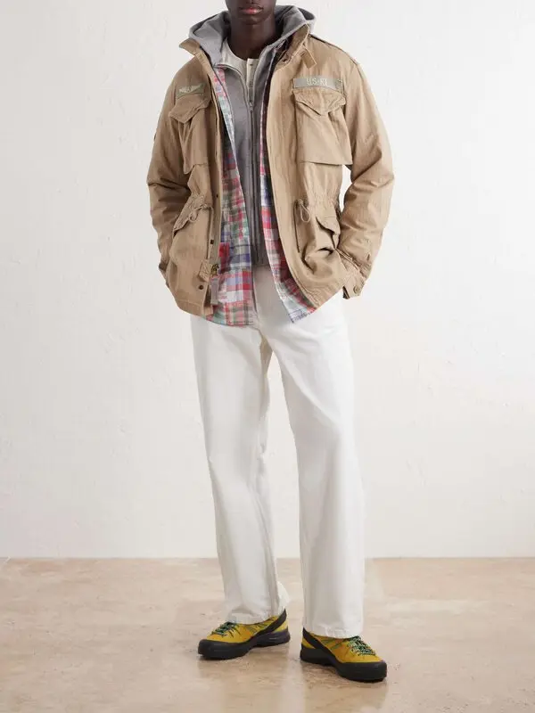 Polo Ralph Lauren Embroidered Cotton-herringbone Field Jacket - Beige