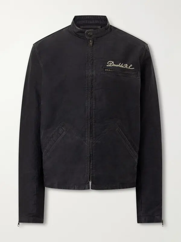 Ralph Lauren Logo Embroidered Cotton Corduroy Bomber Jacket
