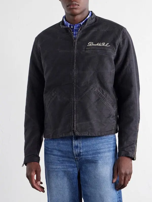 Ralph Lauren Logo Embroidered Cotton Corduroy Bomber Jacket