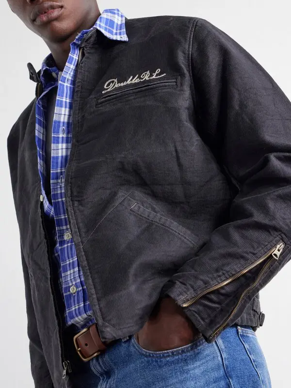 Ralph Lauren Logo Embroidered Cotton Corduroy Bomber Jacket