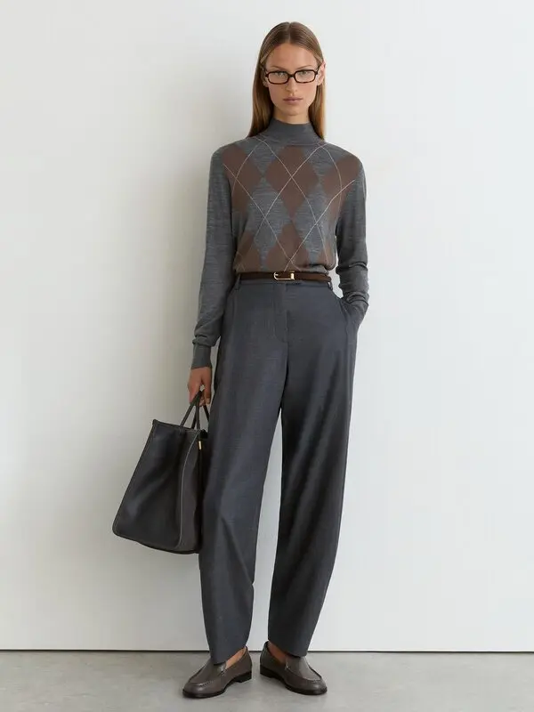 REISS Argyle Funnel-neck Wool Jumper