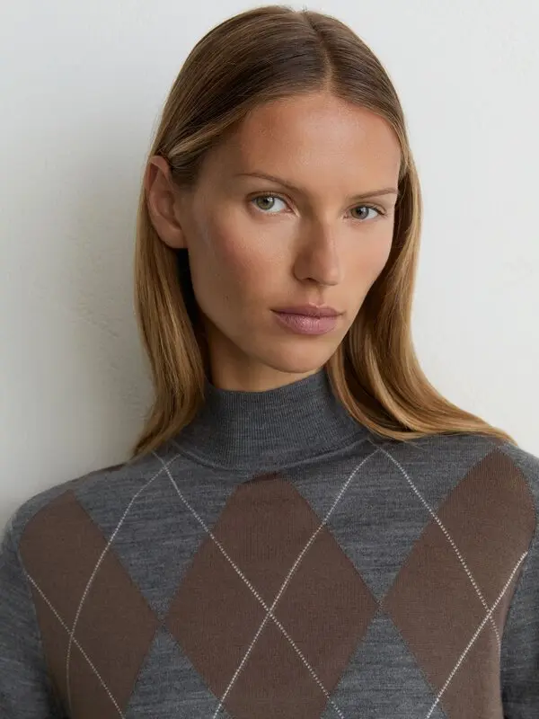 REISS Argyle Funnel-neck Wool Jumper