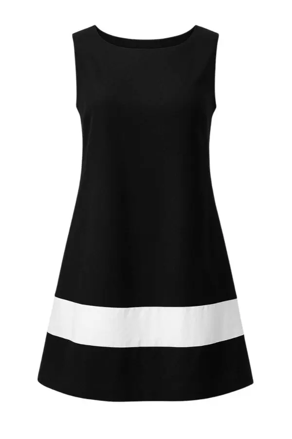 CONQUISTA White Sleeveless A-line Mini Dress - Black