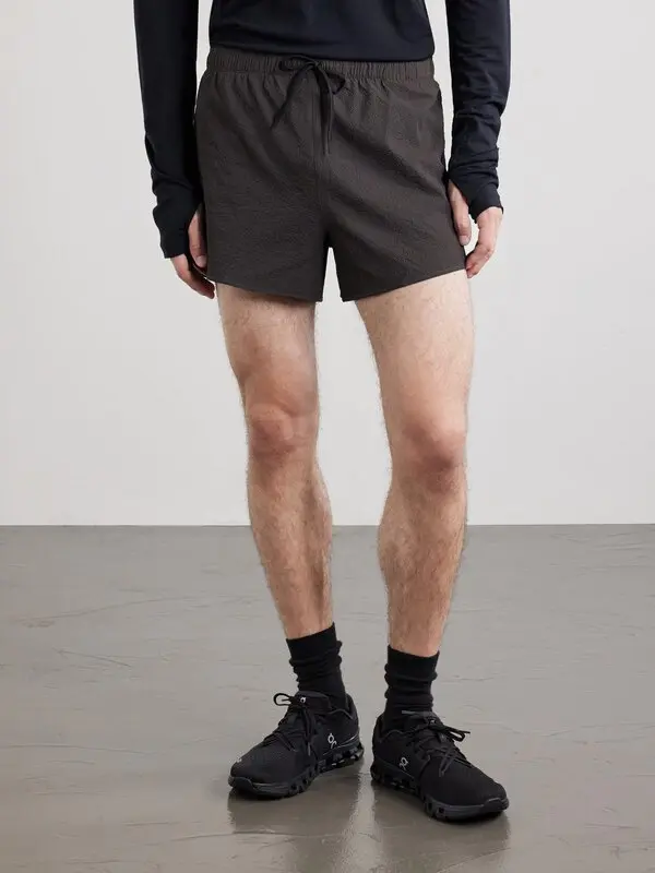 On Performance Volt Crinkled-jacquard Recycled-shell Running Shorts - Brown