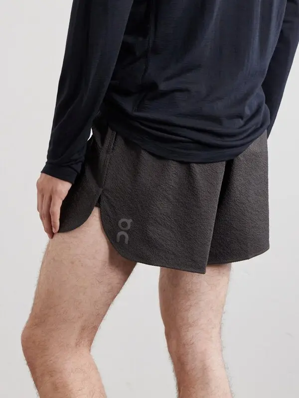 On Performance Volt Crinkled-jacquard Recycled-shell Running Shorts - Brown