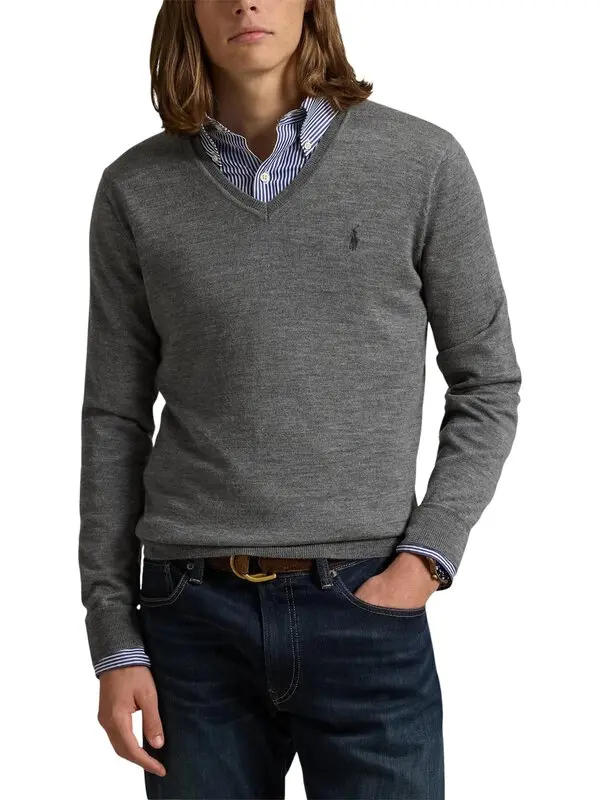 Polo Ralph Lauren V-neck Sweater With Embroidered Logo