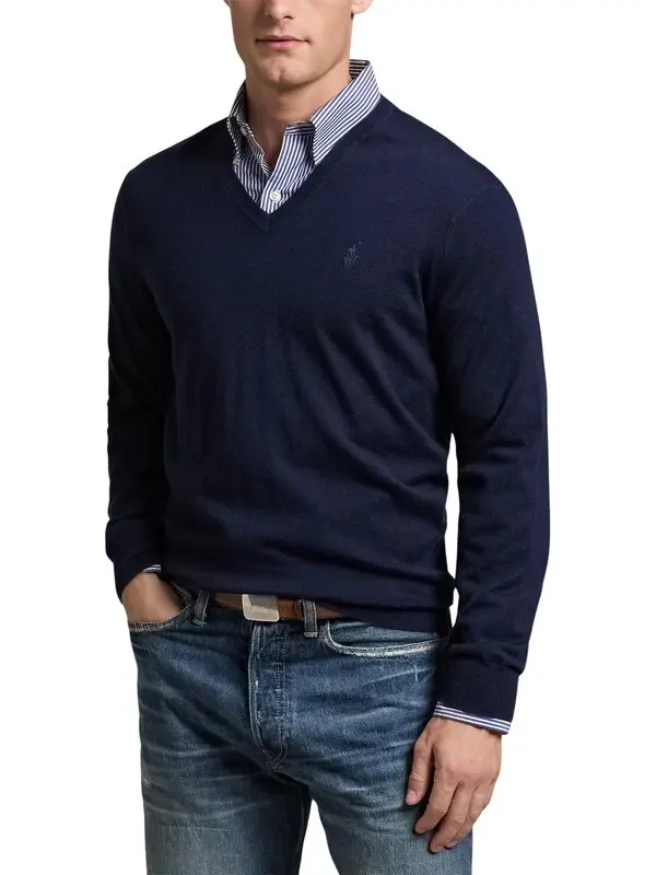 Polo Ralph Lauren Embroidered V-neck Sweater - Blue