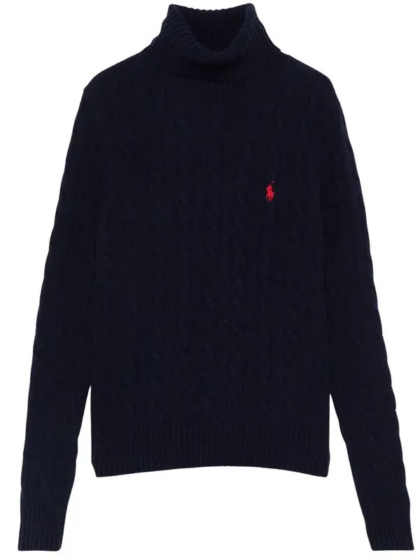 Polo Ralph Lauren Cable Knit Turtleneck Sweater With Logo