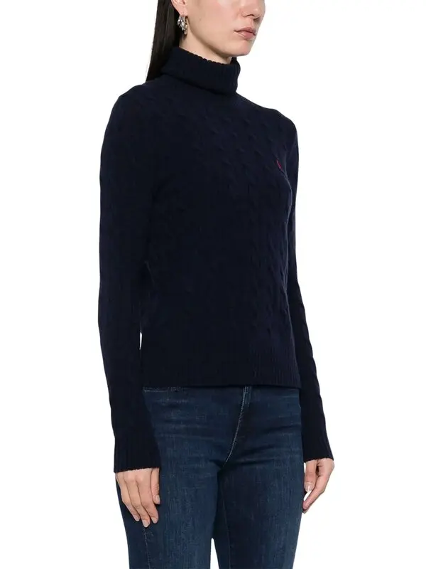 Polo Ralph Lauren Cable Knit Turtleneck Sweater With Logo