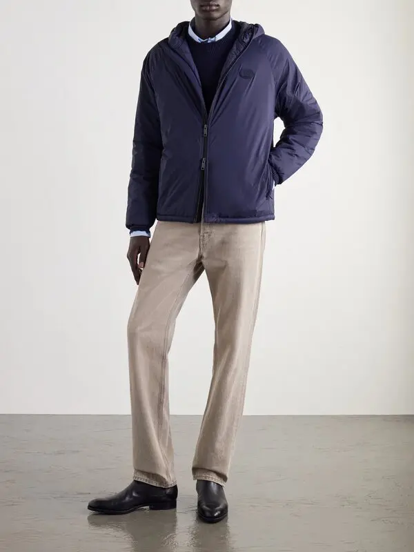 Burberry Logo-appliquéd Hooded Shell Jacket - Blue