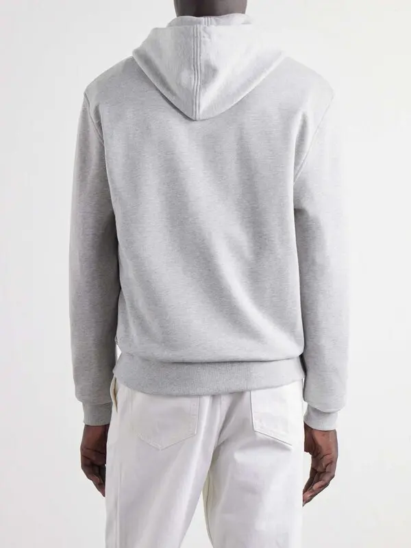 AMI Paris Logo-embroidered Cotton-jersey Zip-up Hoodie
