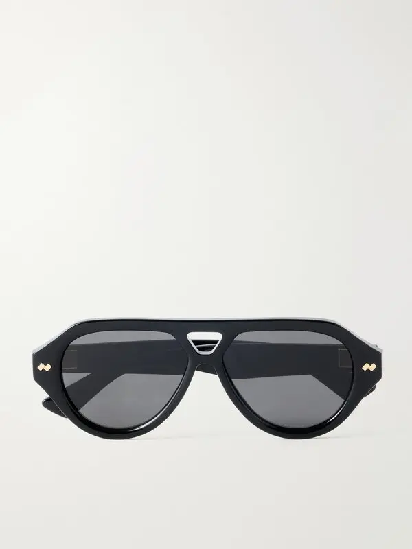Bottega Veneta Bold Ribbon Stud Aviator-style Sunglasses - Black