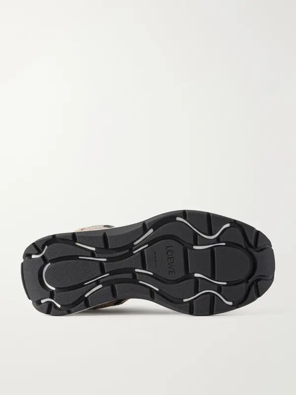 Loewe Pogo Mesh And Suede Sneakers - Neutrals