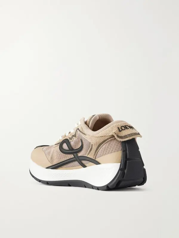 Loewe Pogo Mesh And Suede Sneakers - Neutrals