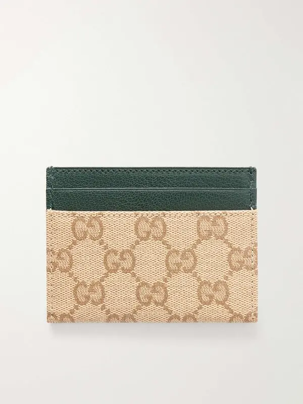 Gucci Essence Classic Leather-trimmed Coated-canvas Cardholder