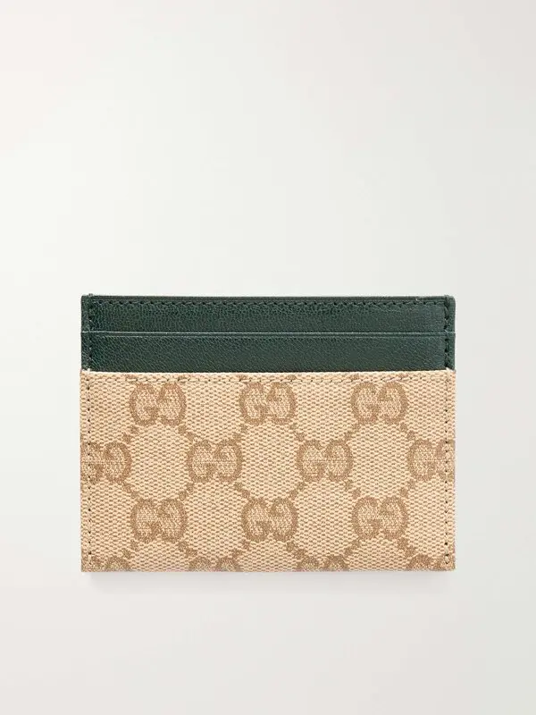 Gucci Essence Classic Leather-trimmed Coated-canvas Cardholder