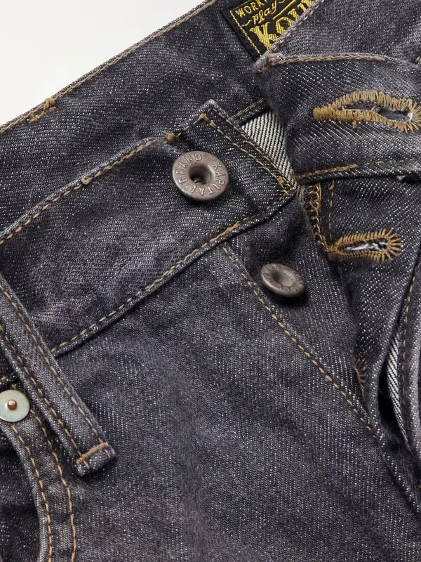 Kapital Monkey Cisco Straight-leg Leather-trimmed Embellished Jeans