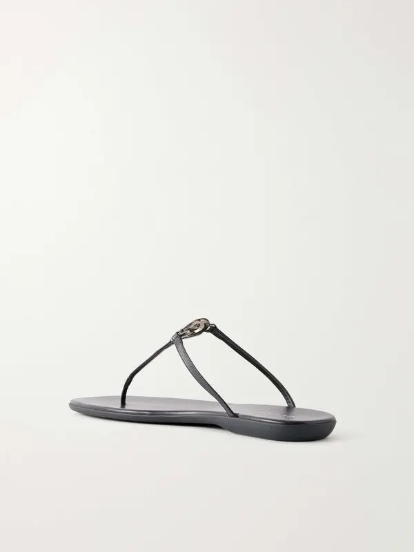 Gucci Gg-embellished Leather Flip Flops