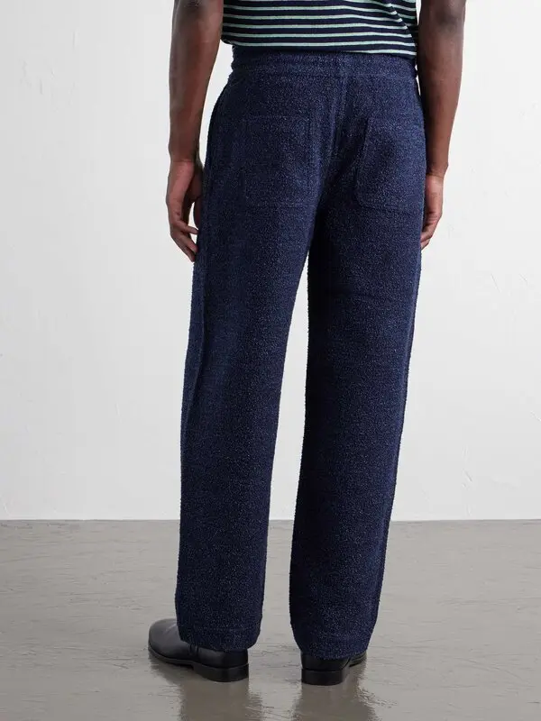 Loewe Wide-leg Cotton-blend Terry Drawstring Trousers - Navy
