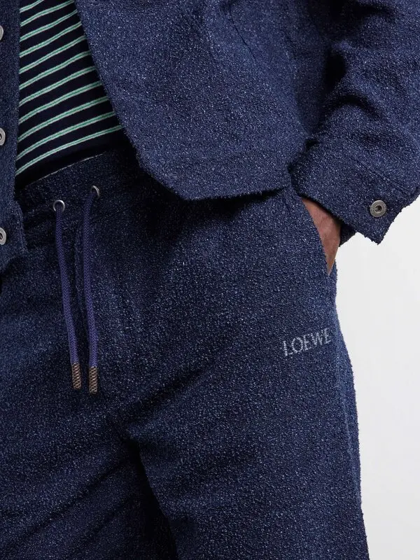 Loewe Wide-leg Cotton-blend Terry Drawstring Trousers - Navy